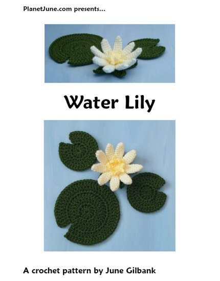 Water Lily Flower and Leaves CROCHET PATTERN Digital PDF File Download ...