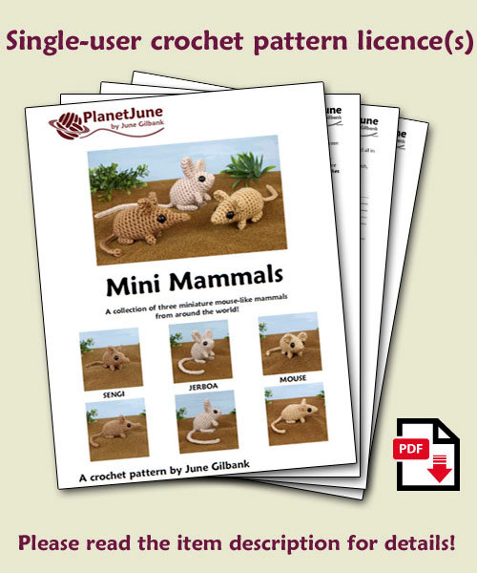 Mini Mammals - Sengi Jerboa Mouse - Three Amigurumi CROCHET PATTERNS ...