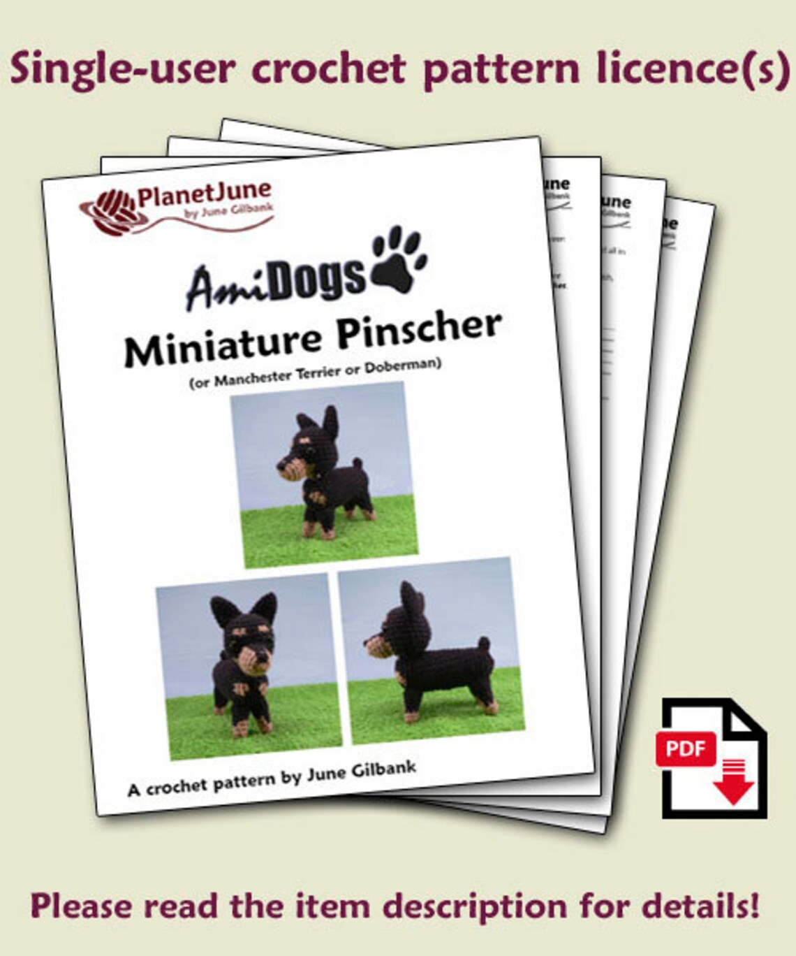 Amidogs Miniature Pinscher Amigurumi Dog CROCHET PATTERN Digital PDF ...