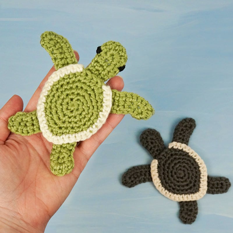 Crocheted Flat Turtles - Etsy