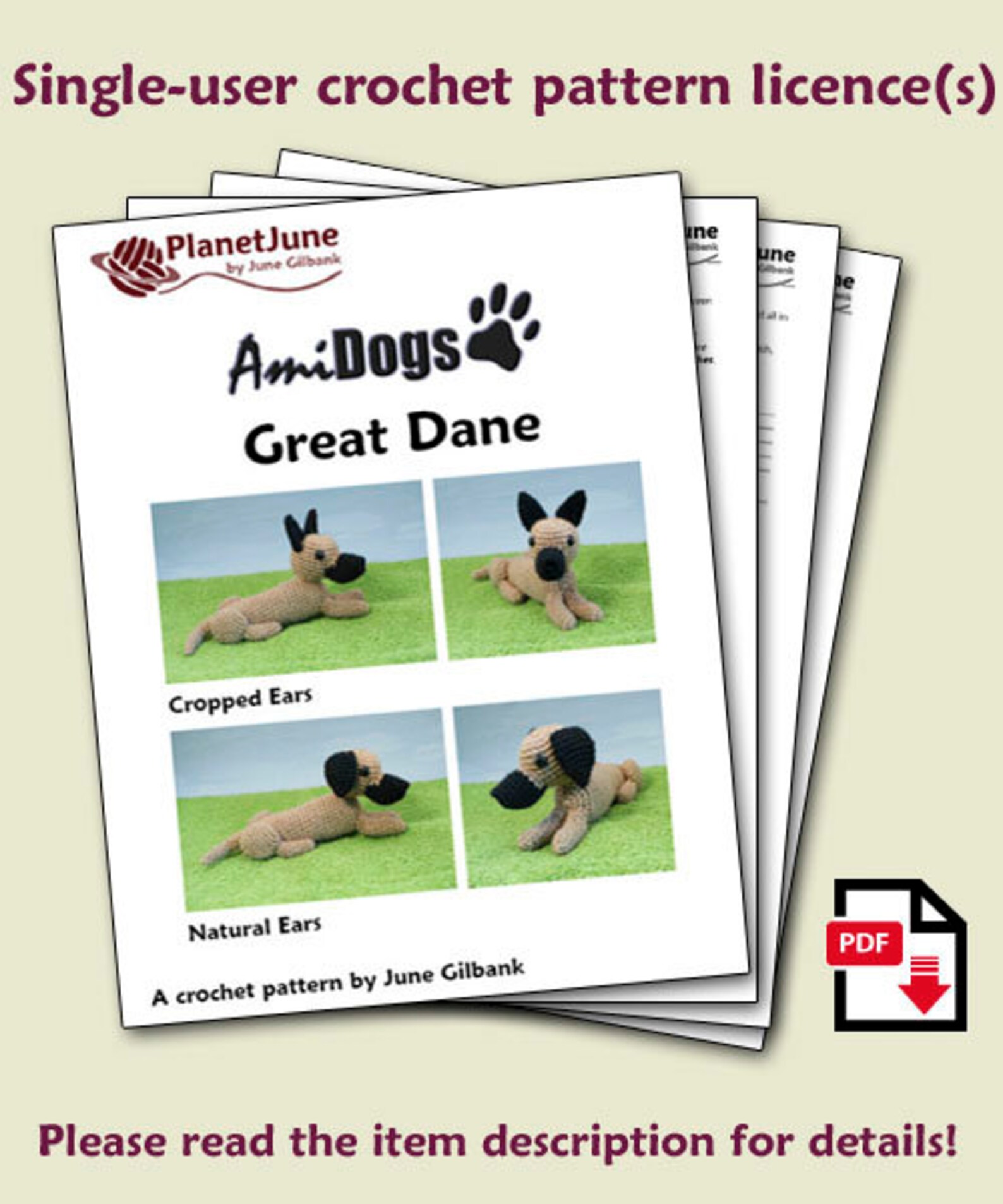 Amidogs Great Dane Amigurumi Dog CROCHET PATTERN Digital PDF File ...