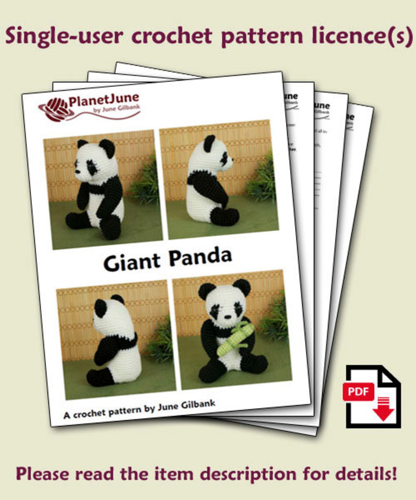 Giant Panda Amigurumi CROCHET PATTERN Digital PDF File - Etsy