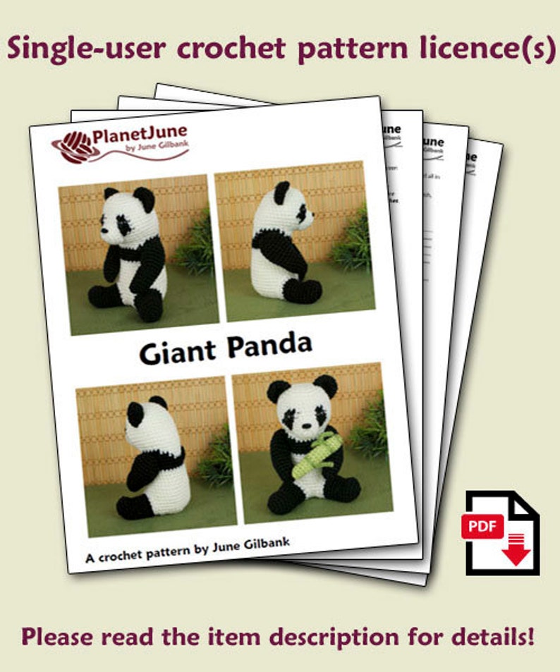 Giant Panda amigurumi CROCHET PATTERN digital PDF file - Etsy México