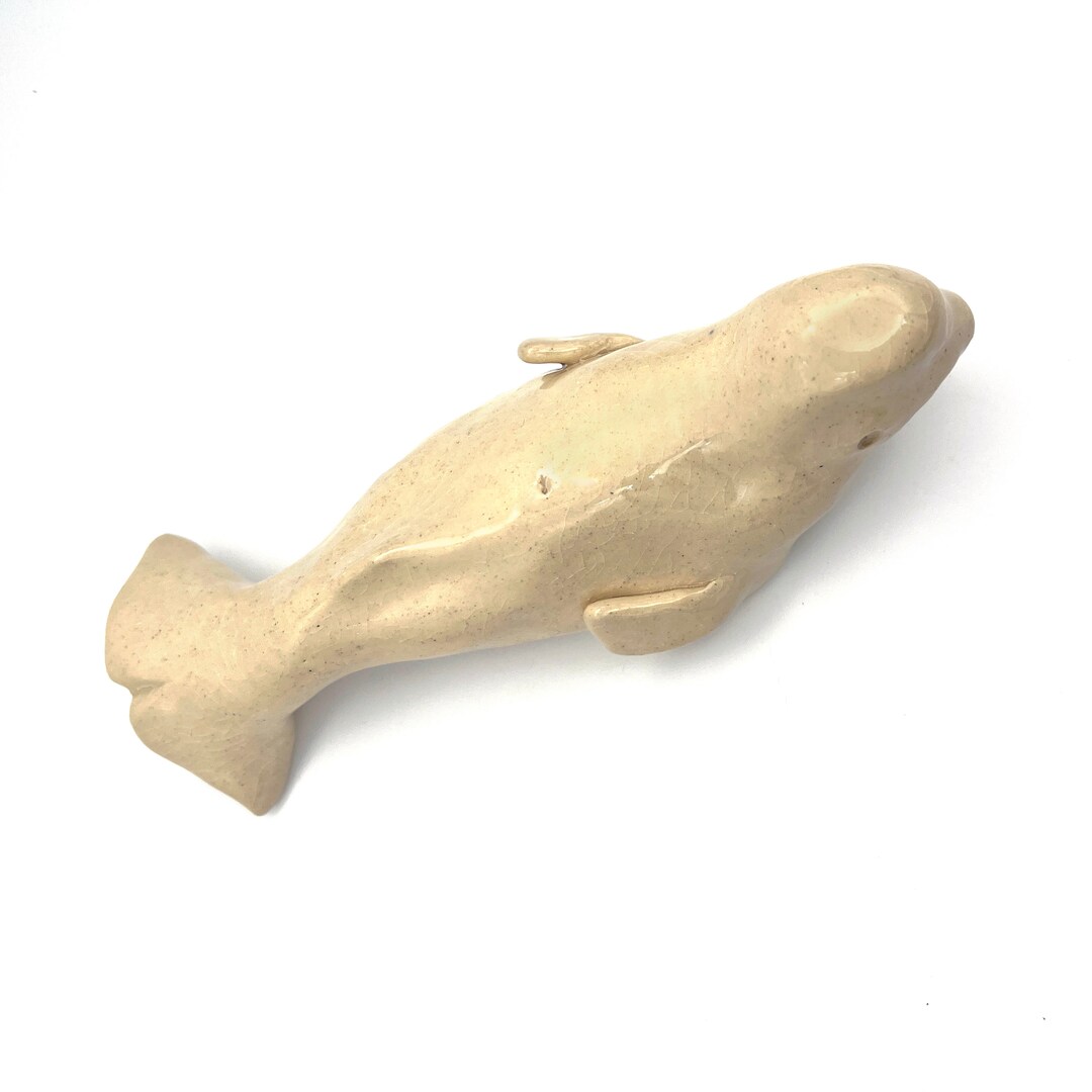 Beluga Whale Sculpture, OOAK Ceramic Sea Life Figurine, Blue Ocean ...