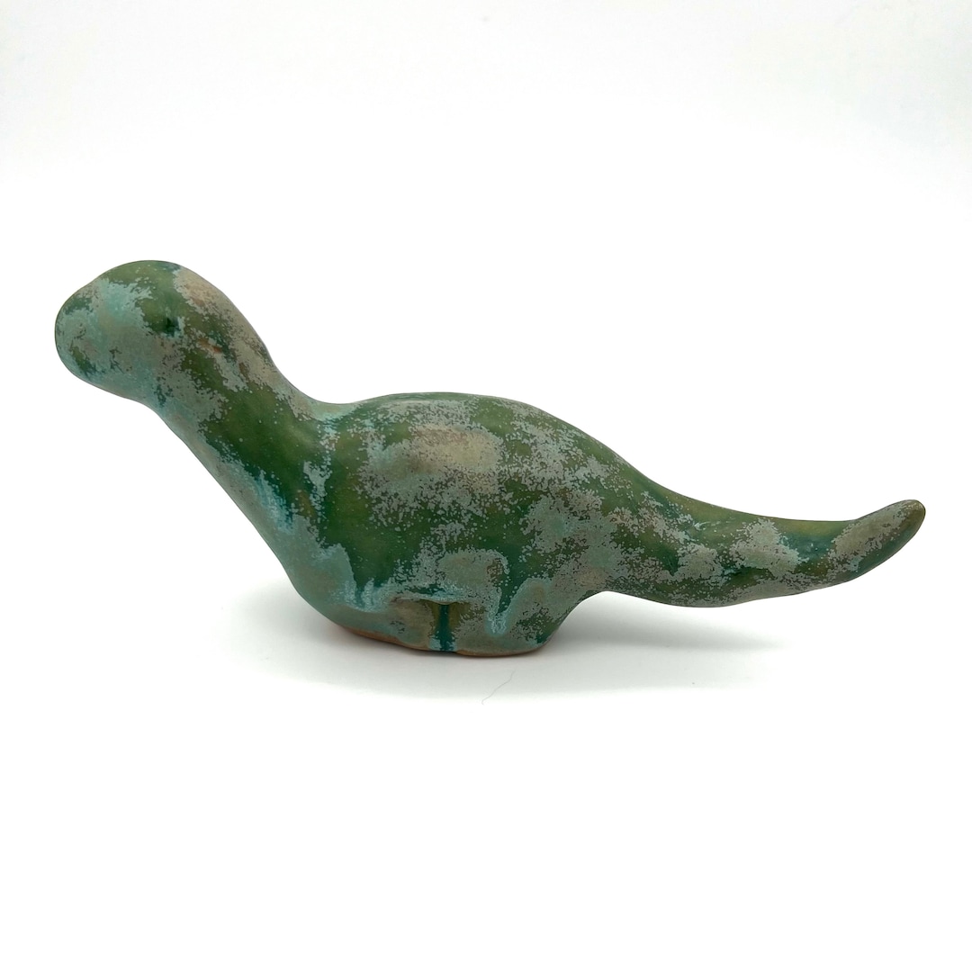 Medium Brontosaurus Dinosaur Sculpture, One of a Kind Ceramic Dinosaur ...