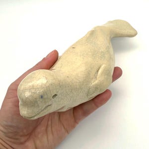 Beluga Whale Sculpture, OOAK Ceramic Sea Life Figurine, Blue Ocean ...
