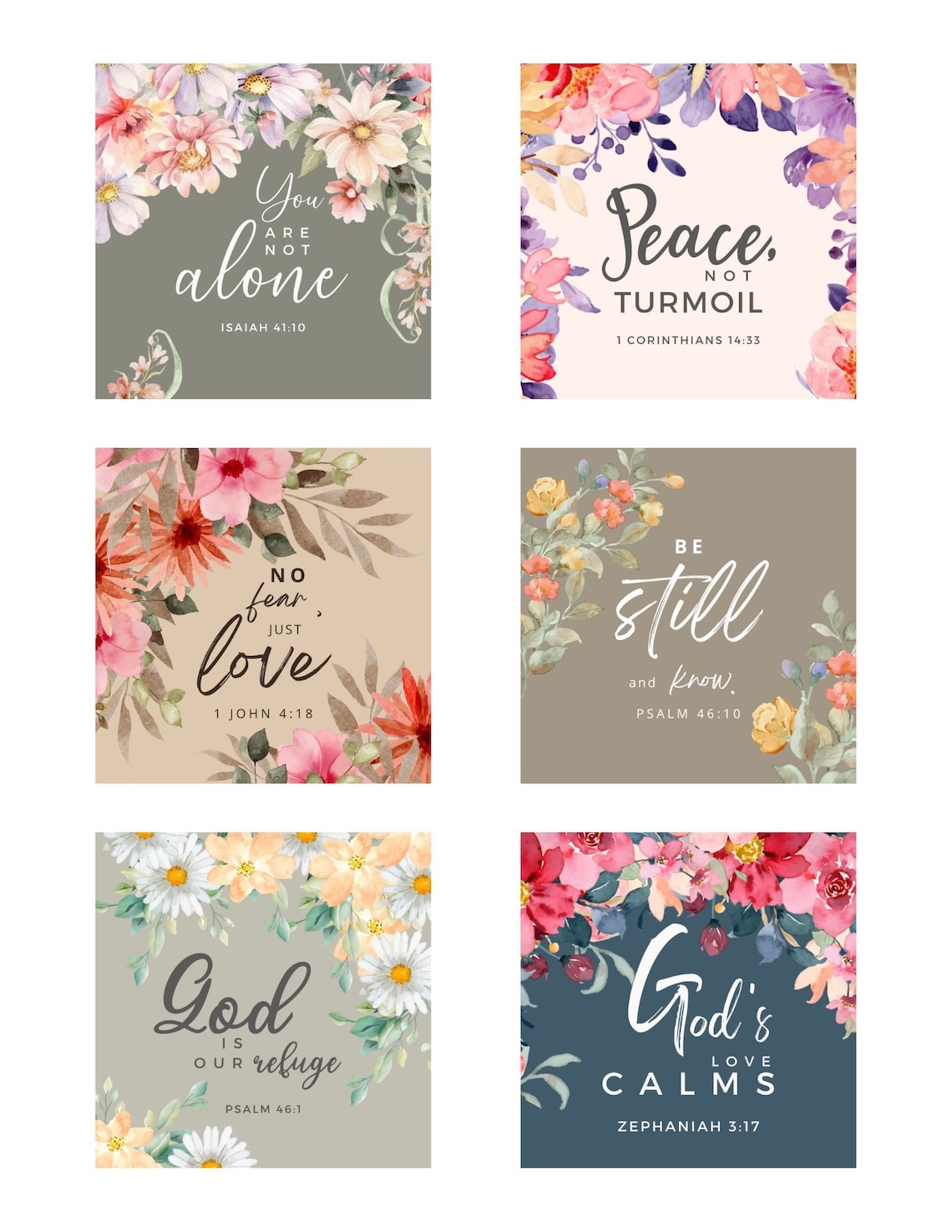 Printable Bible Verses Cards Set, Digital Download Greeting Cards ...