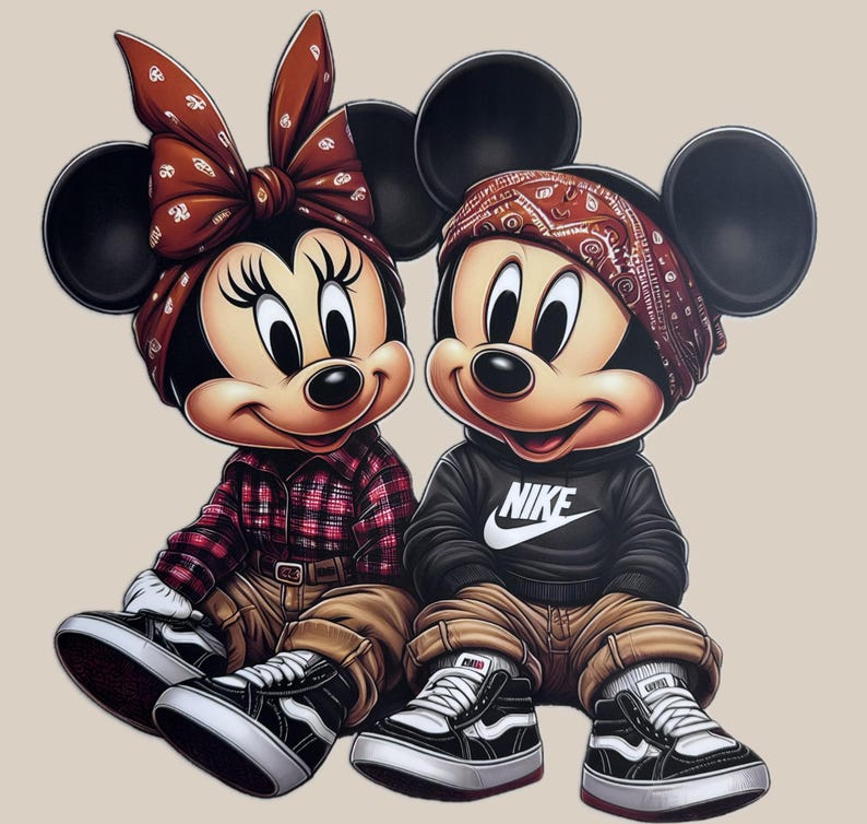 Chicano Minnie Mickey PNG, Latino Couple Clipart, Valentine Cartoon ...