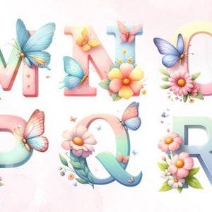Butterfly Alphabet Sublimation Clipart, Graphics Bundles Digital ...