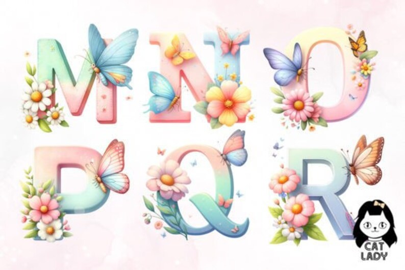 Butterfly Alphabet Sublimation Clipart, Graphics Bundles Digital ...