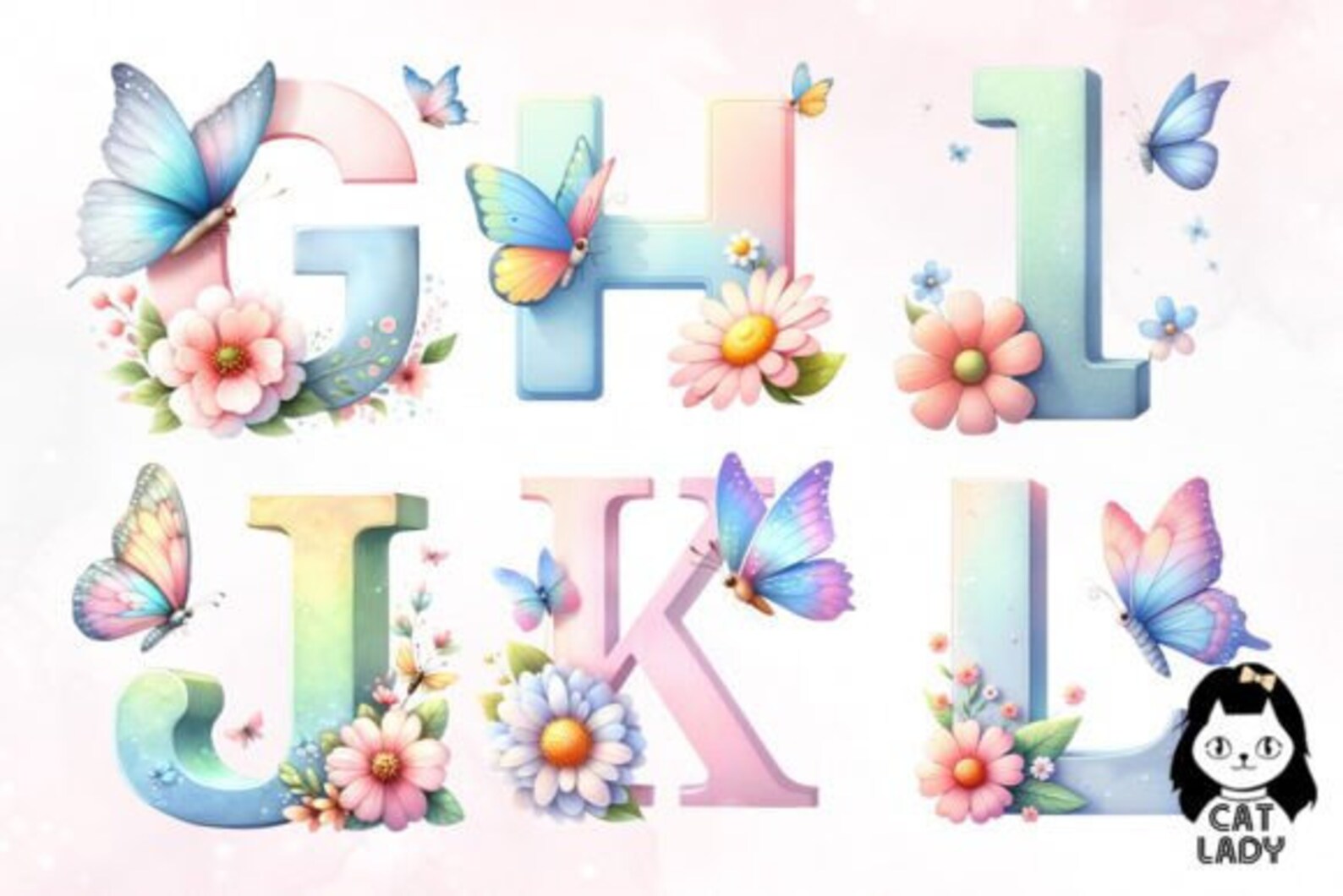 Butterfly Alphabet Sublimation Clipart, Graphics Bundles Digital ...