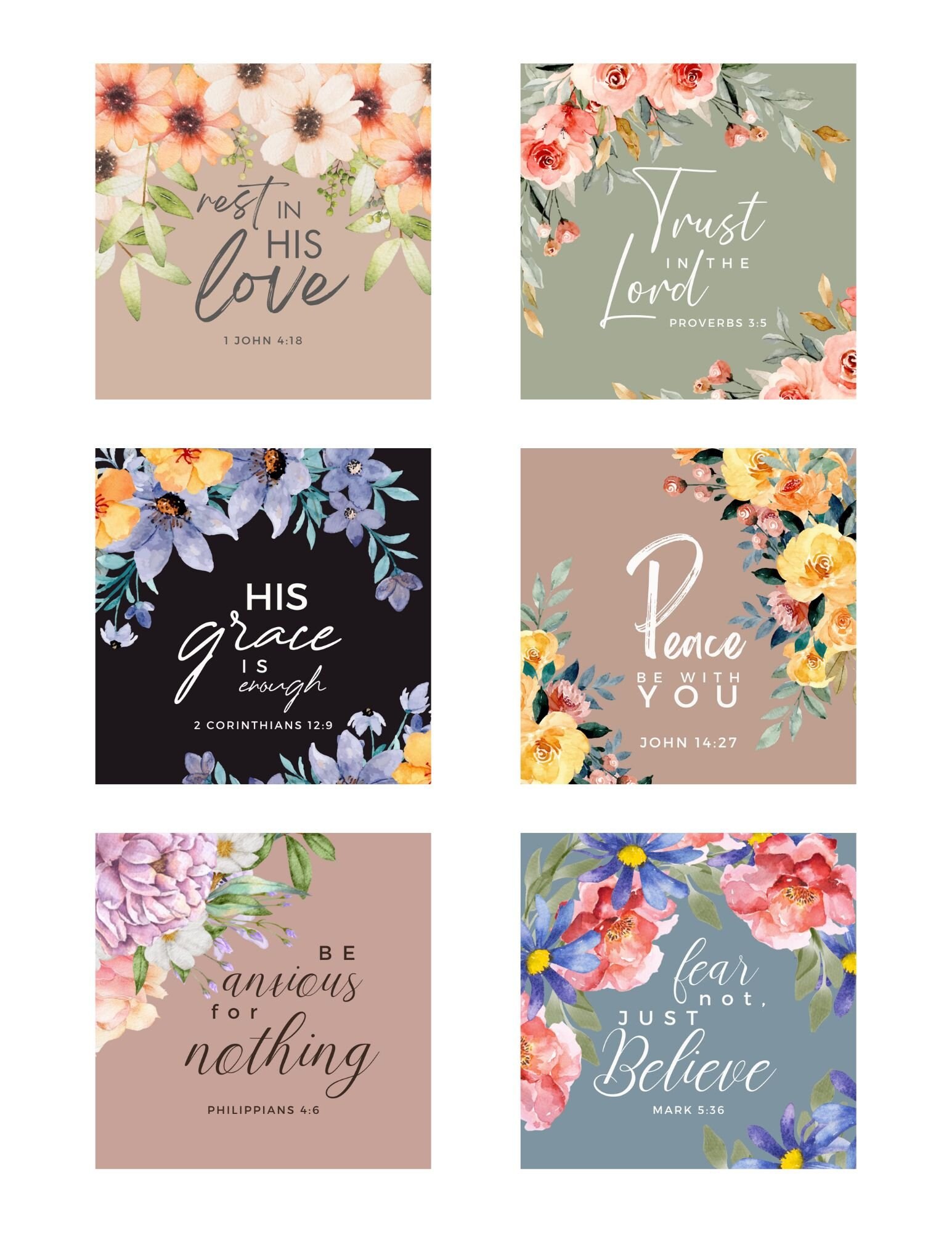 Printable Bible Verse Cards: Floral Scripture Art (digital Download) - Etsy