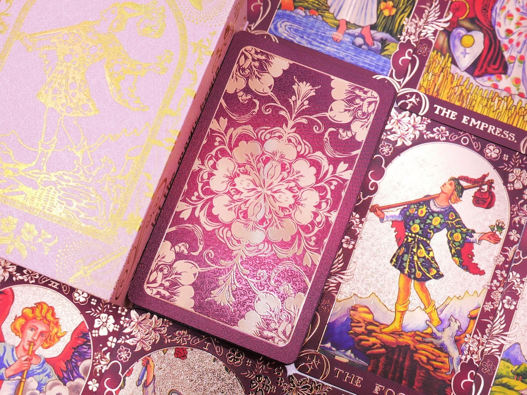 Waterproof Floral Tarot Deck * Gold Foil Tarot * Tarot Cards * 78 Rider ...