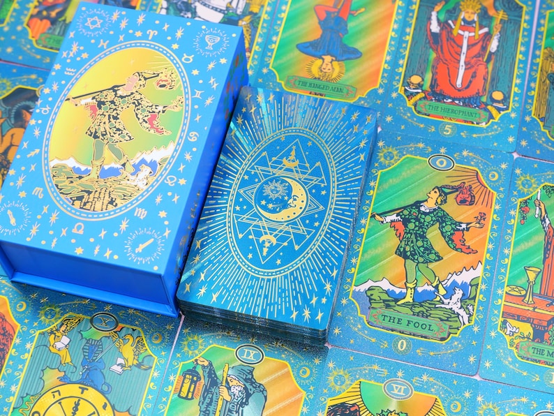 Waterproof Tarot Deck * Peacock Blue * Gold Foil Tarot * Tarot Cards ...