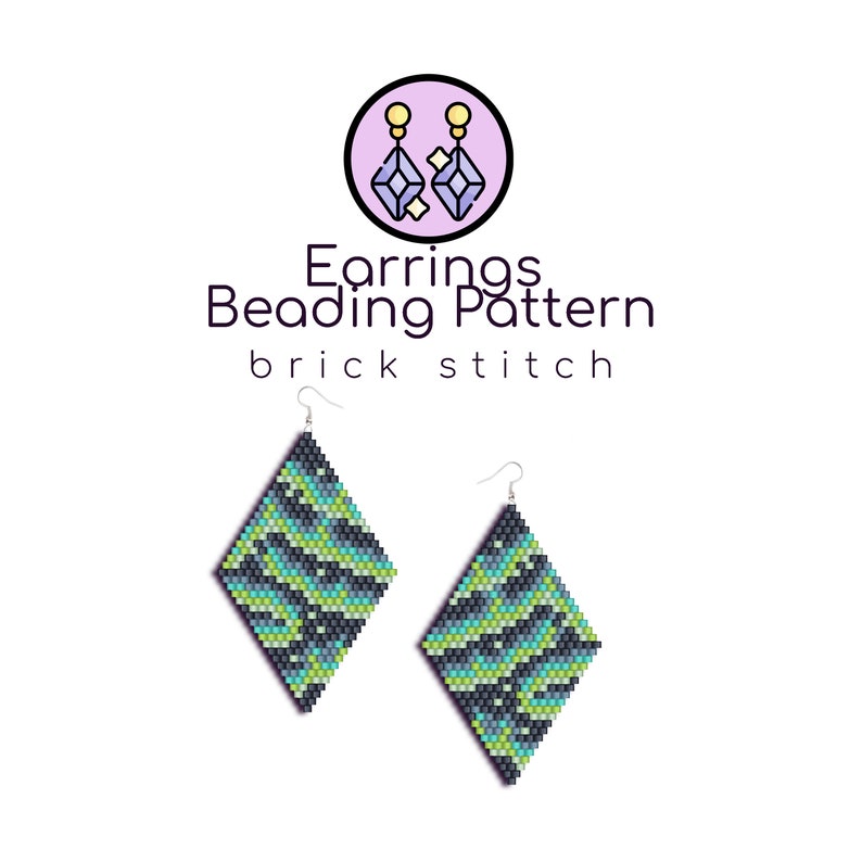 Northern Lights Beaded Earrings Pattern Brick Stitch Pattern With Word ...