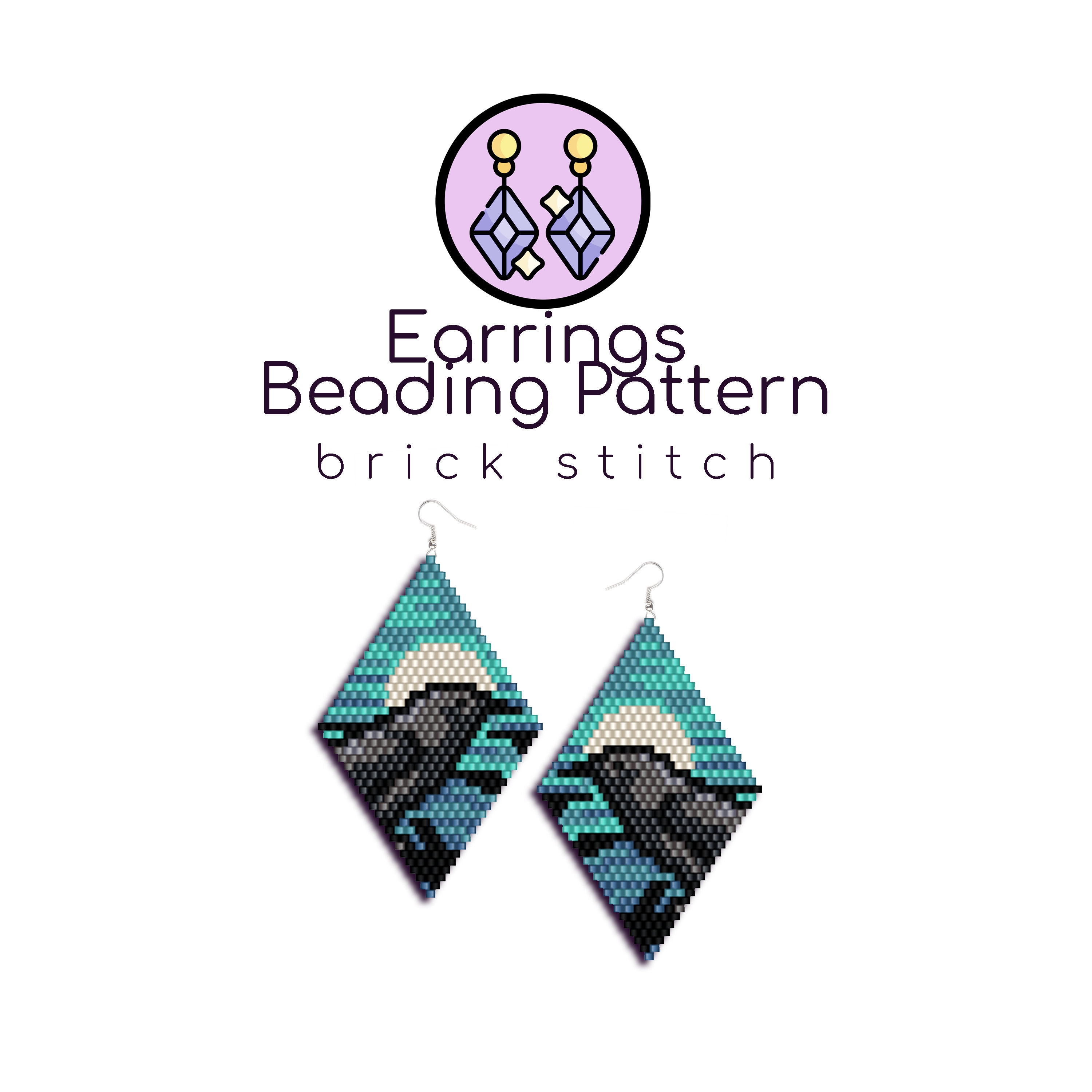 Moon Crow Beaded Earrings Pattern Brick Stitch Pattern With Word Chart ...