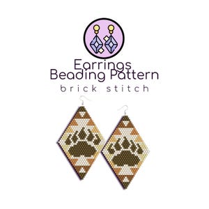 Wooden Bear Paw Native Beaded Earrings Pattern | Brick Stitch Pattern ...