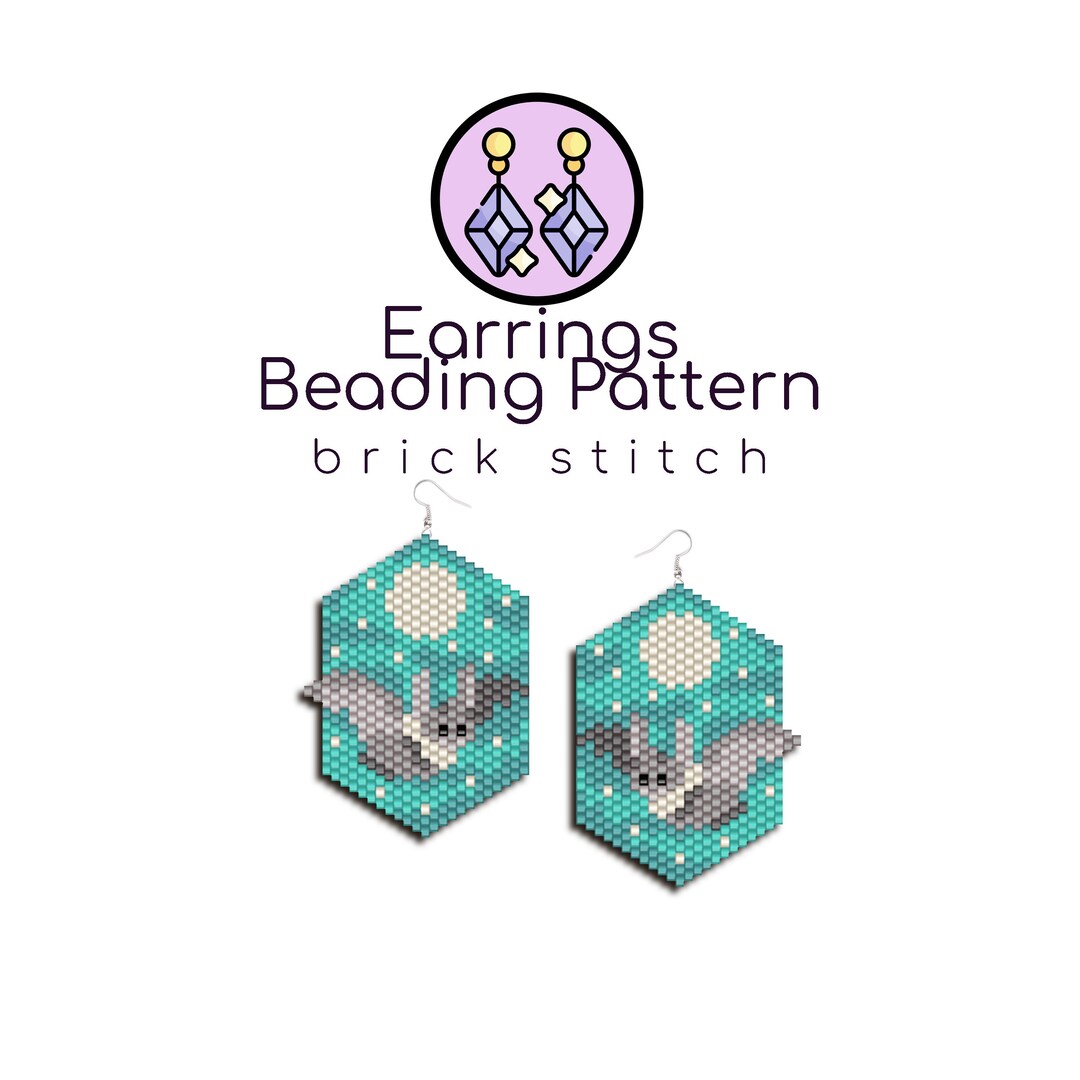 Midnight Bat Beaded Earrings Pattern | Brick Stitch Pattern With Word ...