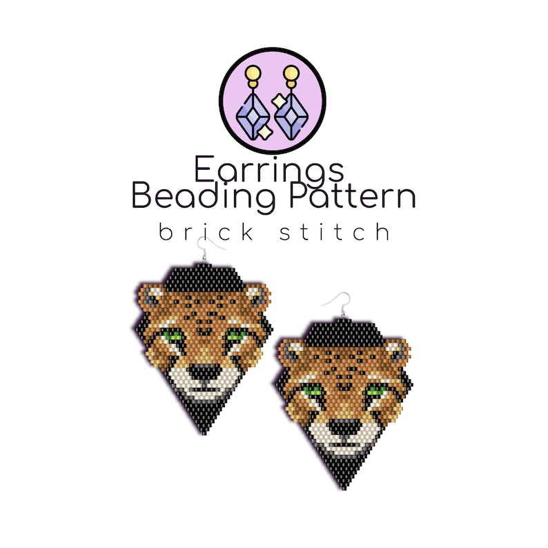 Cheetah Earrings Pattern | Brick Stitch Pattern With Word Chart | - Etsy