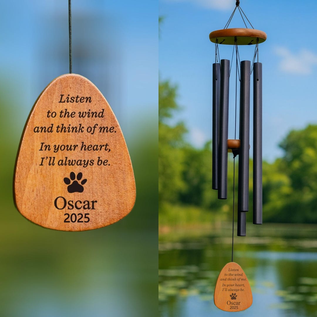 Personalized Memorial Pet Wind Chime Custom Name & Date,engraved Dog ...