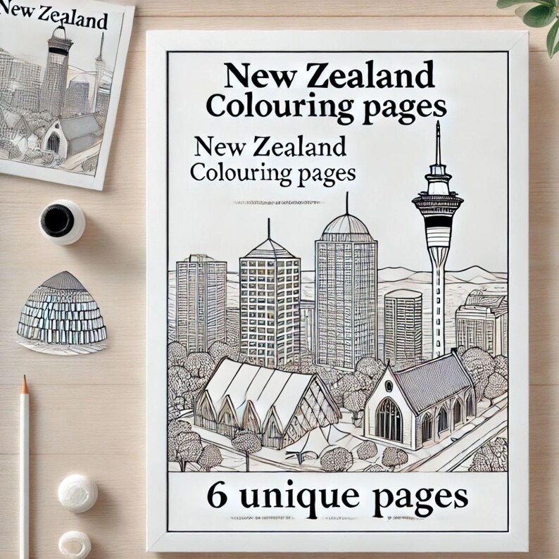 PDF Colouring Pages New Zealand Buildings 6 Unique Pages Bonus Cover ...