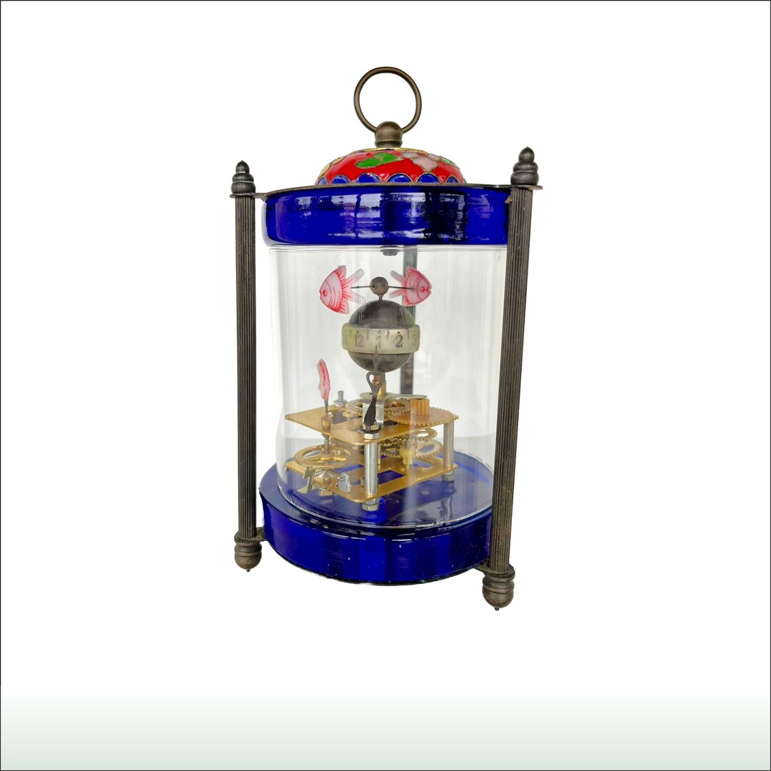 Vintage Style Cloisonne & Glass Animated Fish Clock - Etsy