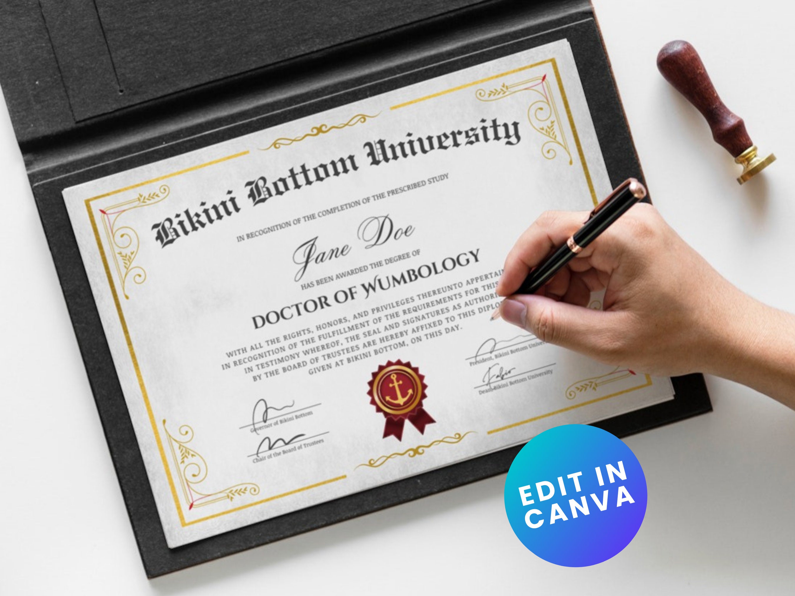 Bikini Bottom University Doctorate of Wumbology Certificate - Etsy