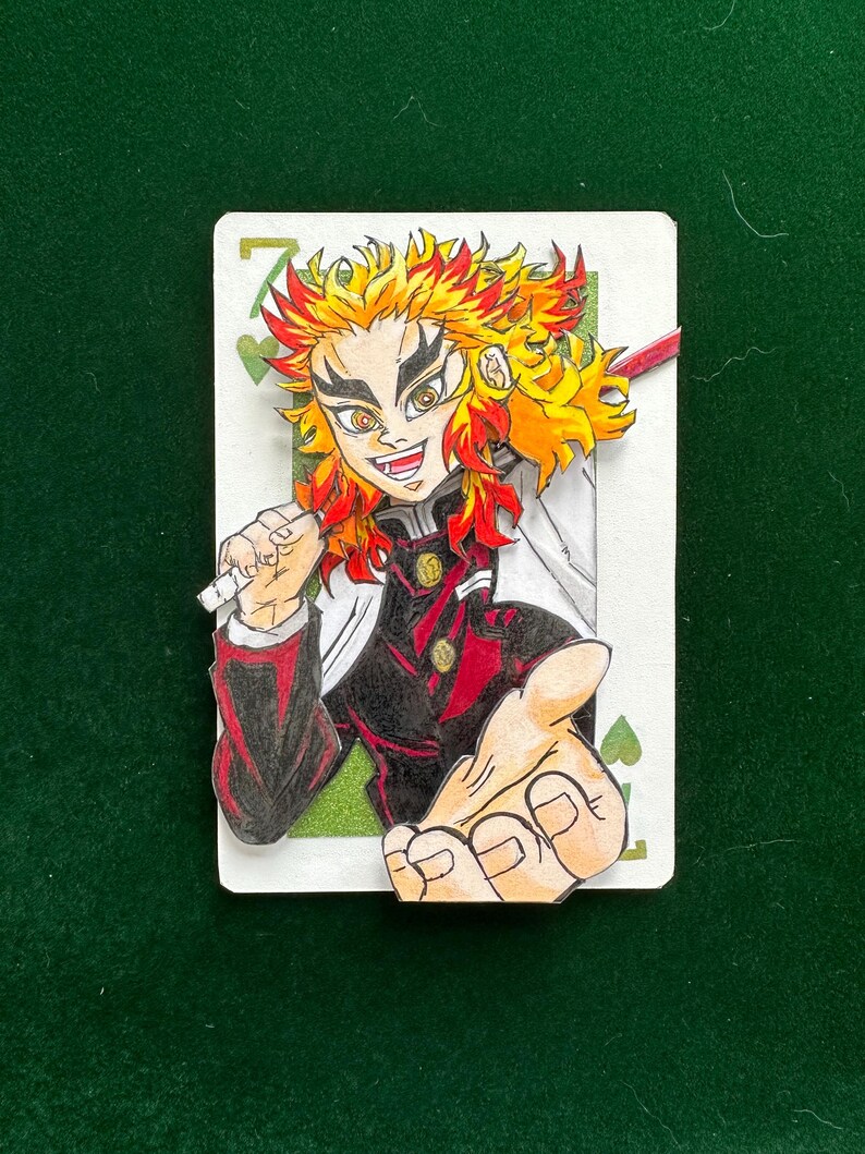Original Art 3D Card - Kyojuro Rengoku, Demon Slayer, Anime - Etsy