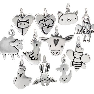 Sterling Silver Farm Animal Charm: Add-on Charm Bracelet - Etsy