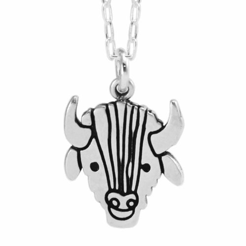Sterling Silver Buffalo Necklace Cute Bison Pendant - Etsy