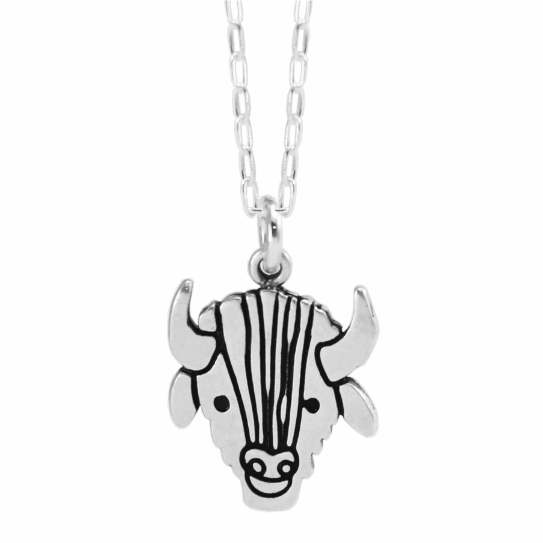 Sterling Silver Buffalo Necklace - Cute Bison Pendant - Buffalo Charm ...
