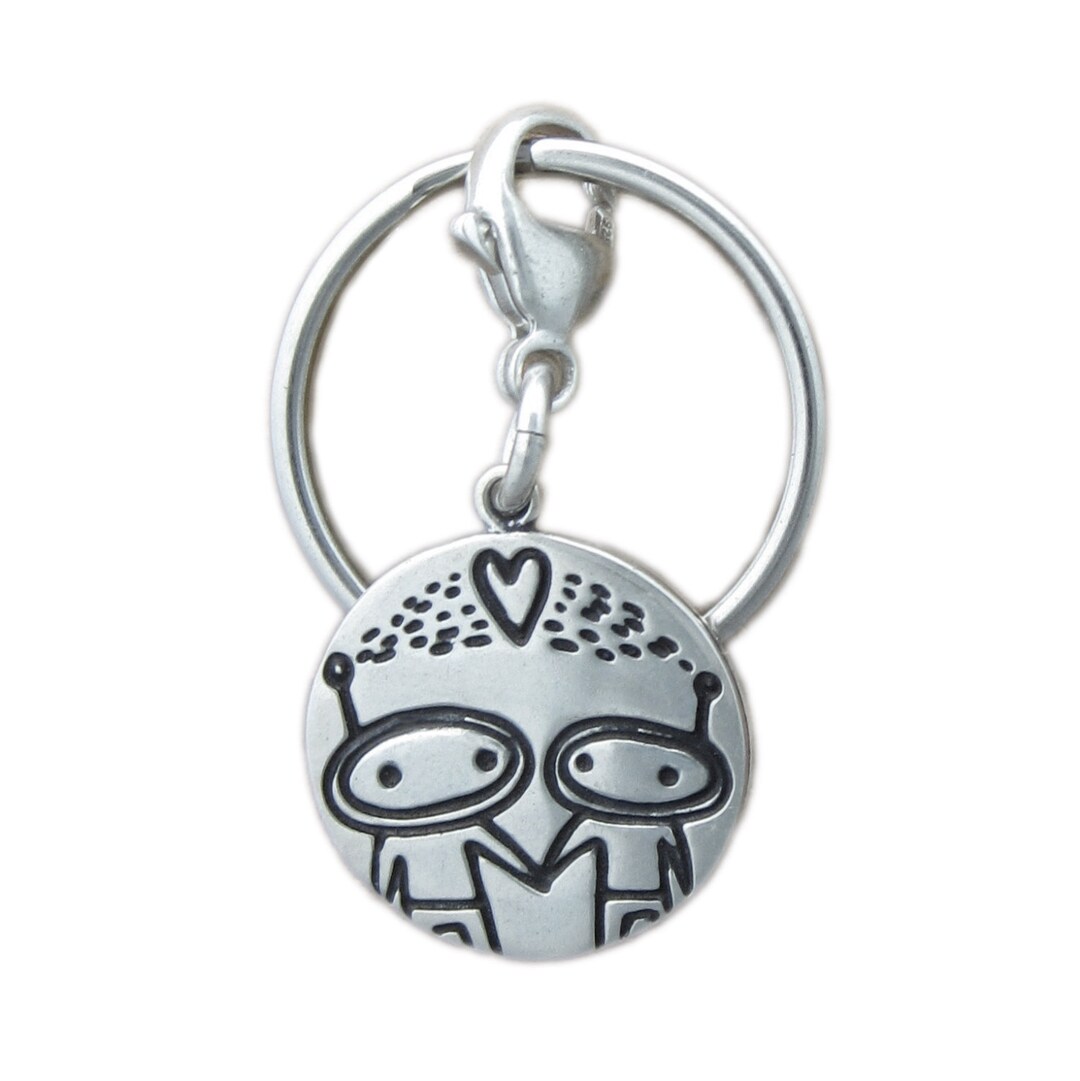 Sterling Silver Alien Keychain - Silver Rocketship Keyring - Alien ...
