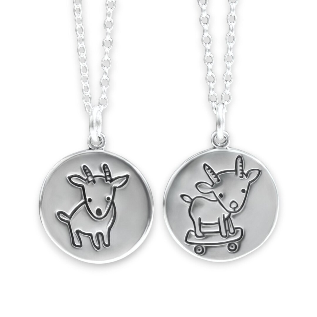 Skateboarding Goat Charm Necklace - Sterling Silver Goat Pendant on ...