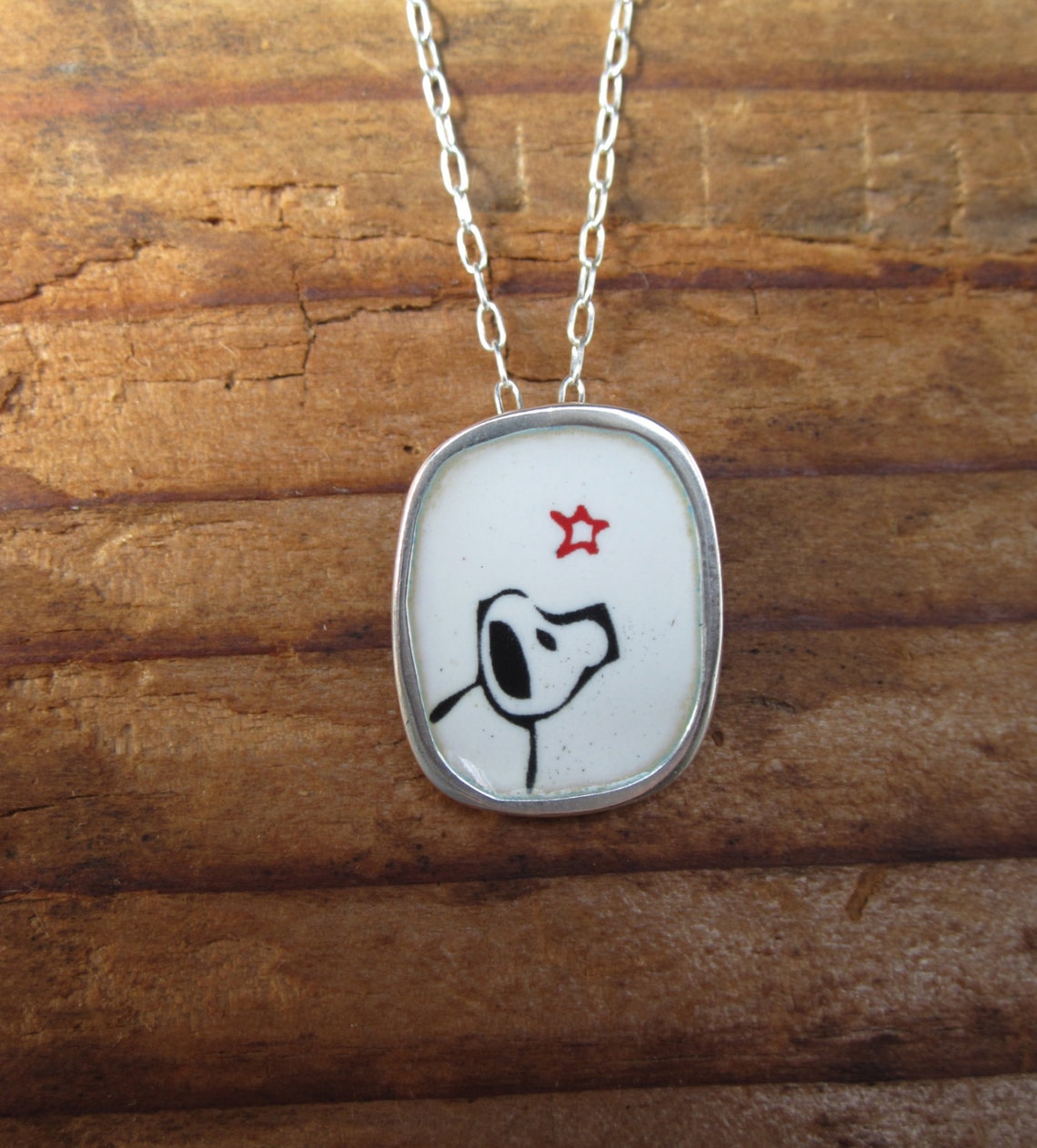 Dog Pendant Enamel and Silver Dog Necklace Sterling Silver | Etsy