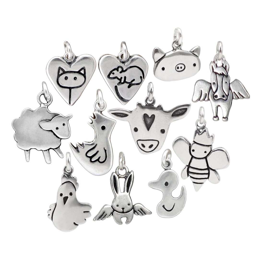 Sterling Silver Farm Animal Charm: Add-on Charm Bracelet - Etsy