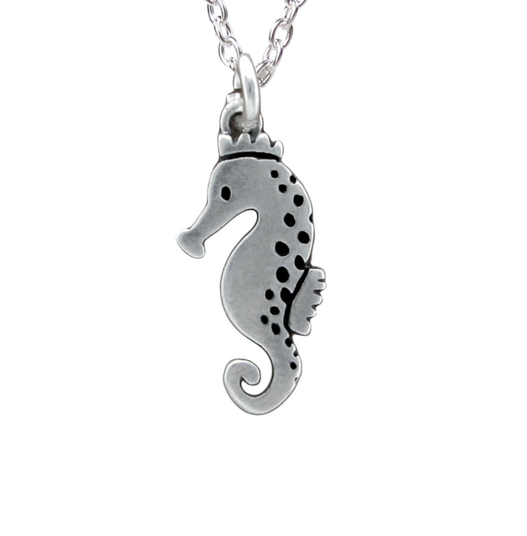 Sterling Seahorse Charm Necklace - Silver Seahorse Pendant on ...