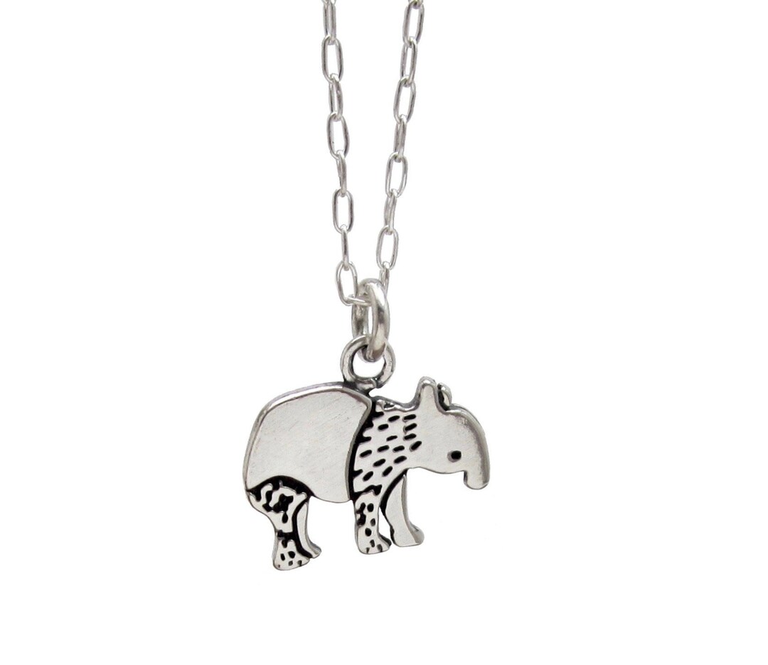 Sterling Silver Tapir Necklace - Cute Tapir Pendant - Tapir Charm on ...