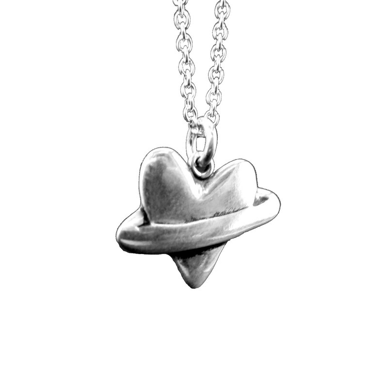Sterling Silver Planet Heart Necklace Silver Heart Pendant - Etsy