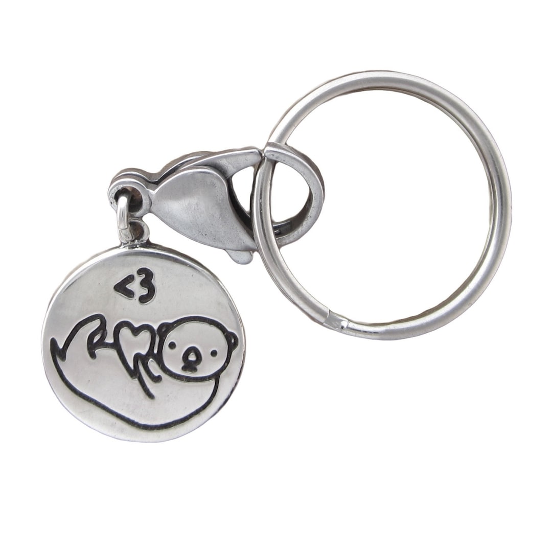 Sterling Silver Texting Otter Keychain - Handmade Sea Otter Keyring - Etsy