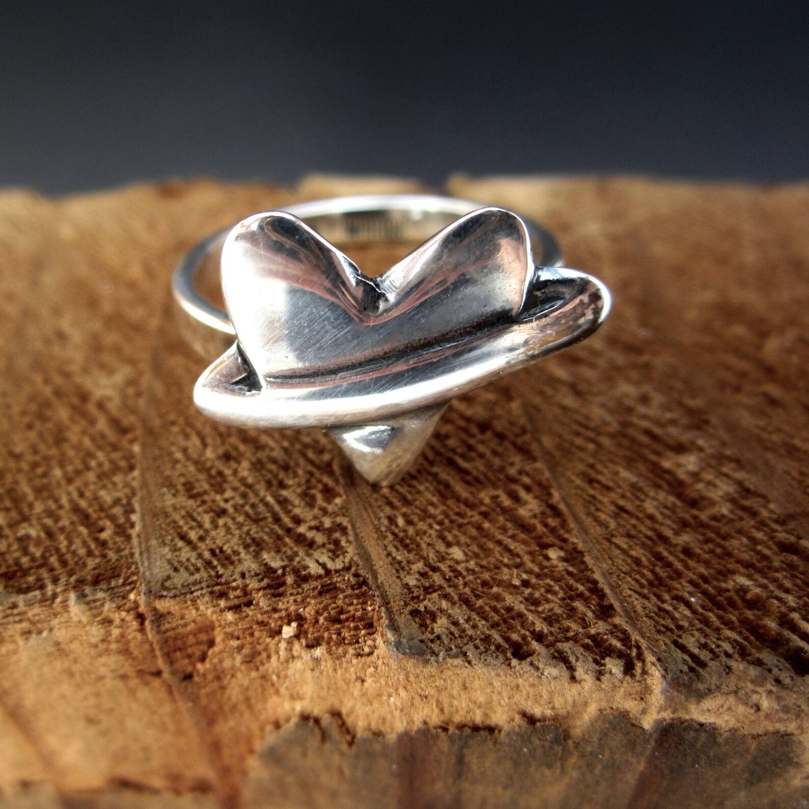 Little Sterling Silver Planet Heart Ring Heart Ring Charm - Etsy