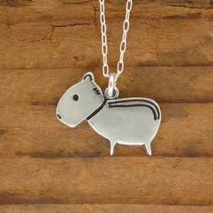 Sterling Capybara Necklace - Silver Capybara Pendant on Adjustable ...