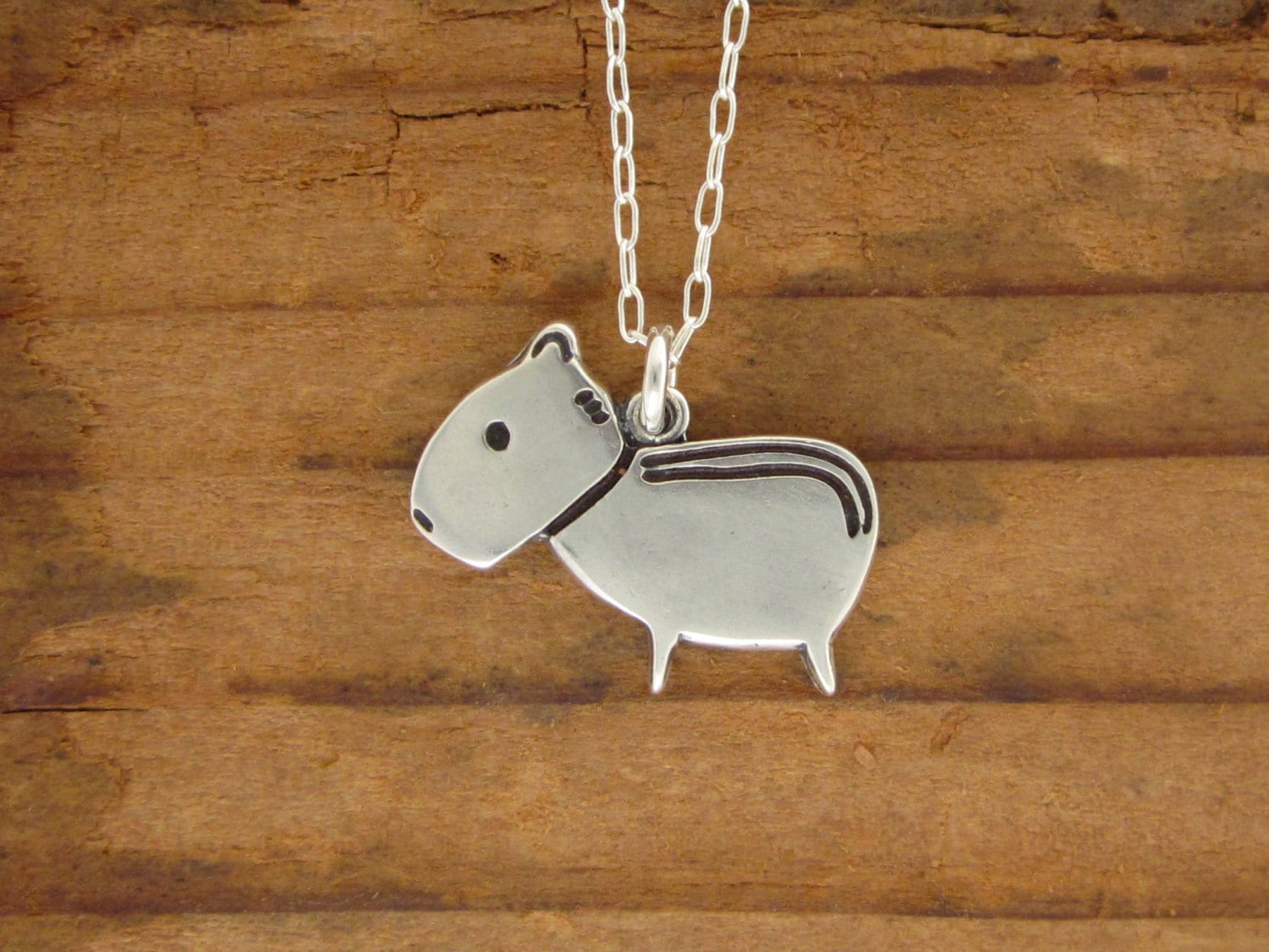 Sterling Capybara Necklace Silver Capybara Pendant on - Etsy