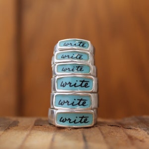 Write Band Ring - Sterling Silver and Vitreous Enamel Script Ring ...