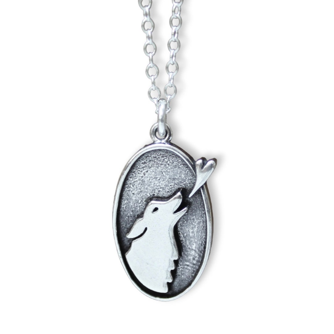 Sterling Silver Howling Wolf Pendant on Adjustable Chain - Wolf Jewelry ...