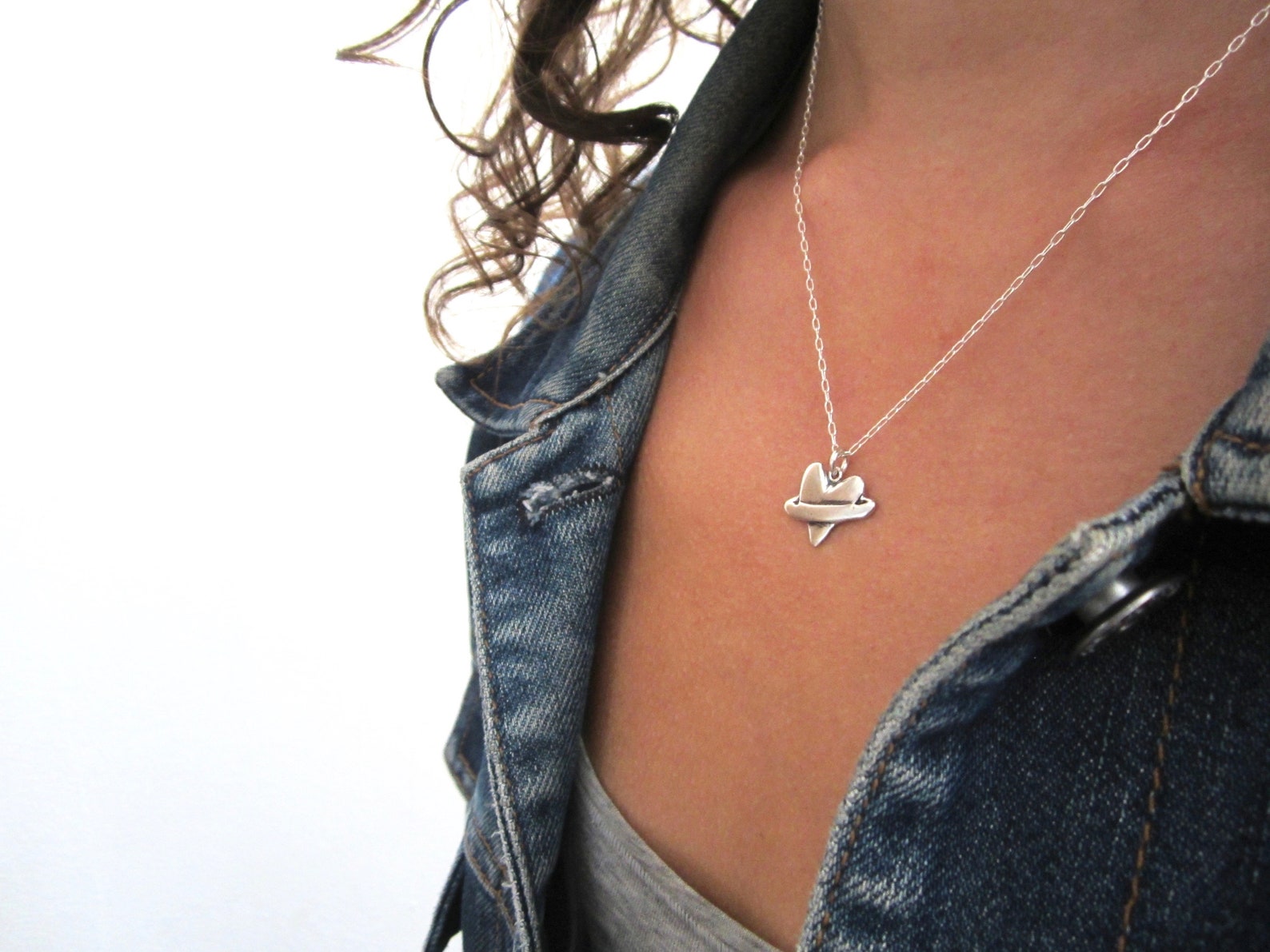 Sterling Silver Planet Heart Necklace: Adjustable Celestial Charm - Etsy