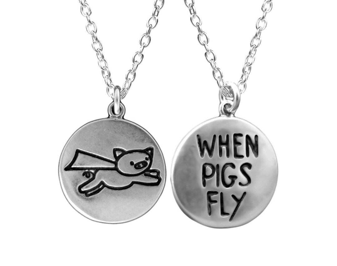 When Pigs Fly Pendant - Sterling Silver Pig Charm Necklace or Charm ...