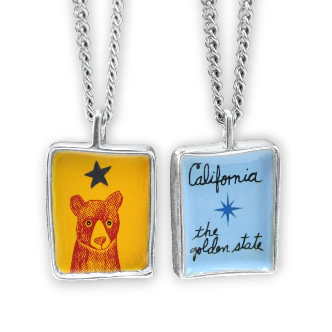 California Pendant- Bear Necklace - the Golden State- Unisex Non-binary ...