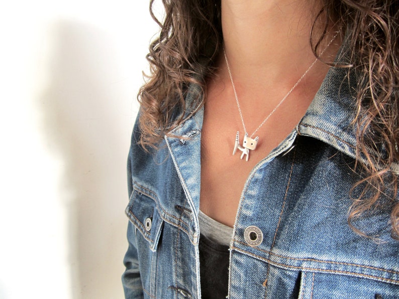 Tom-tom Cat Necklace Sterling Silver Tomcat Pendant on - Etsy