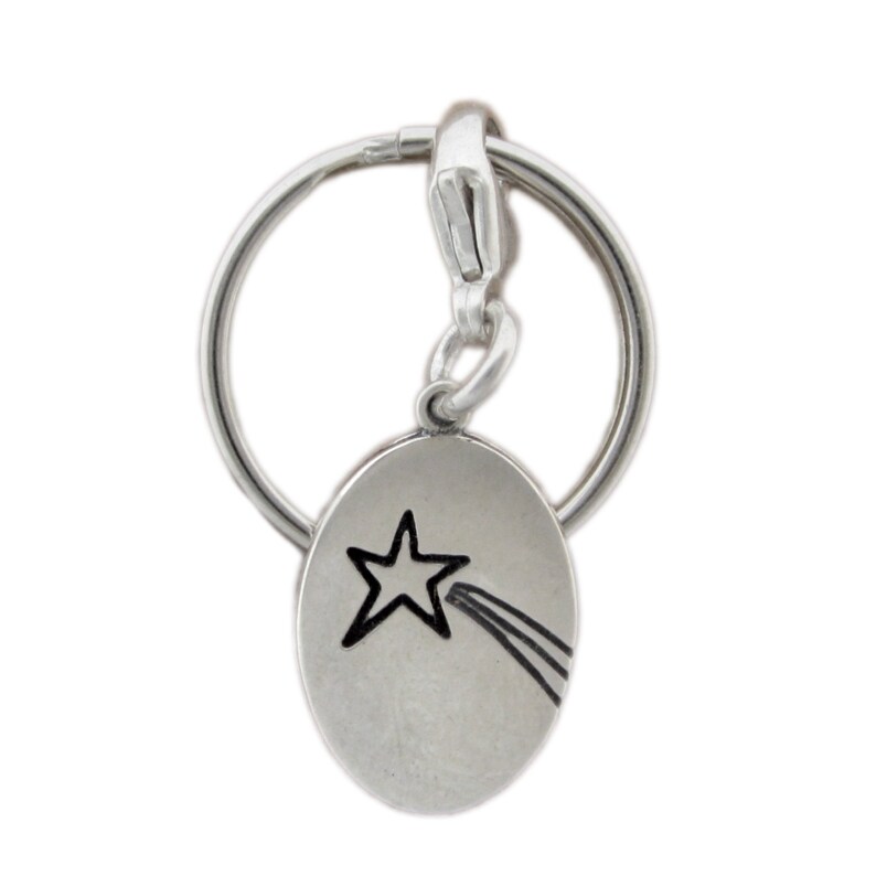 Sterling Silver Wolf Keychain Silver Shooting Star Keyring | Etsy