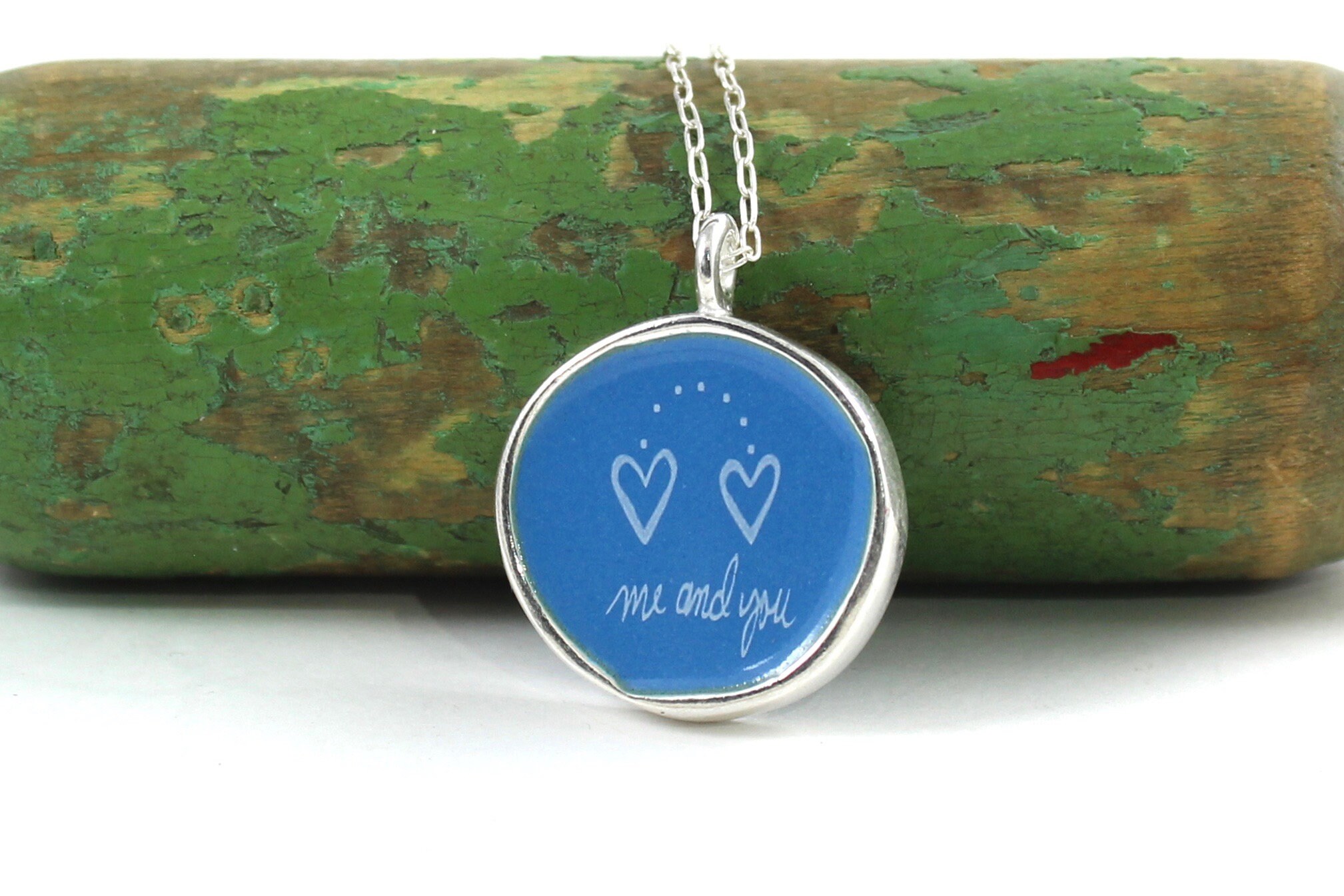 Love Necklace - Enamel Me and You Pendant - Sterling Silver Romantic ...